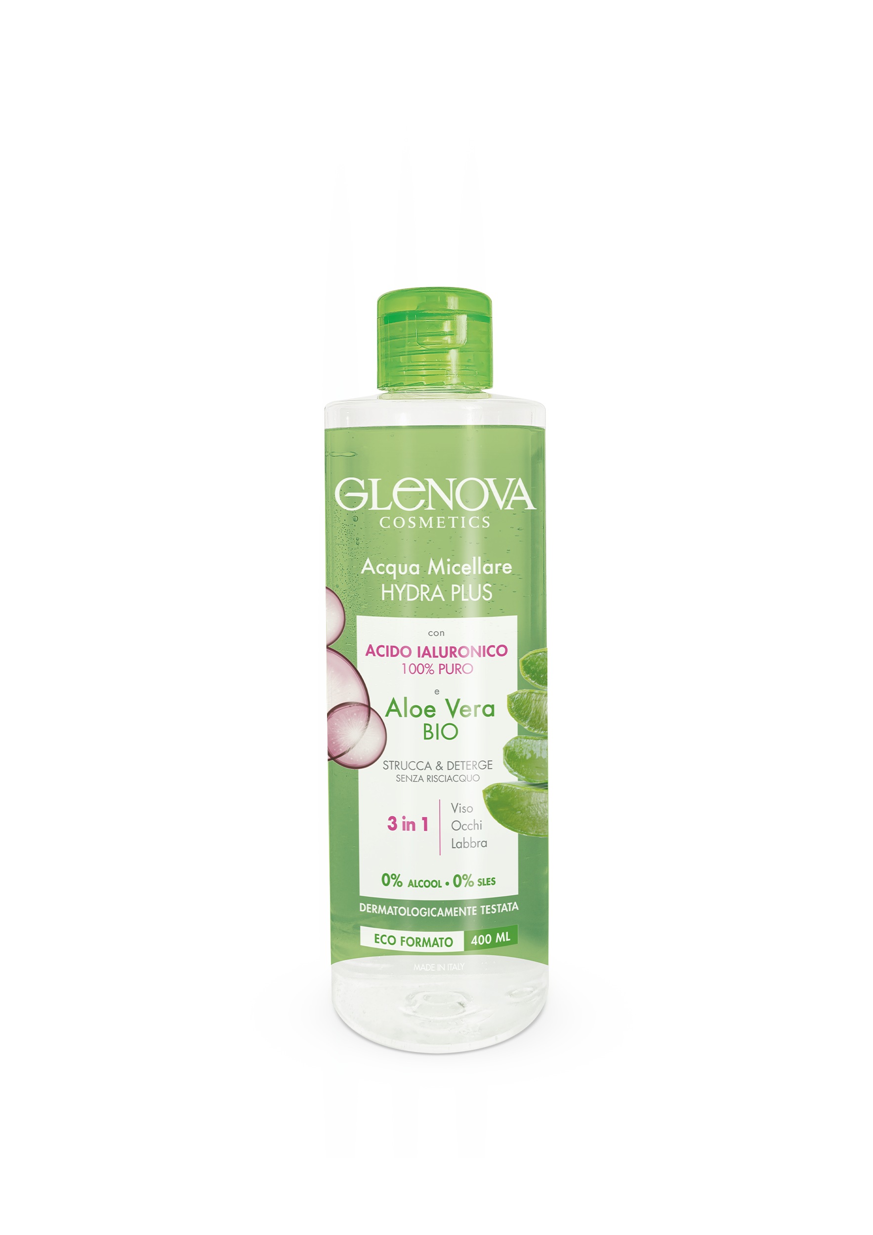 ACQUA MICELLARE ACIDO IALURONICO E ALOE VERA BIO 400 ML – Glenova Cosmetics